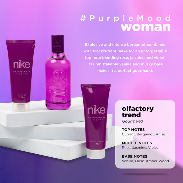 Nike Purple Mood 100ml EDT + 75ml Body Lotion + 75ml Shower Gel - GIFT ...